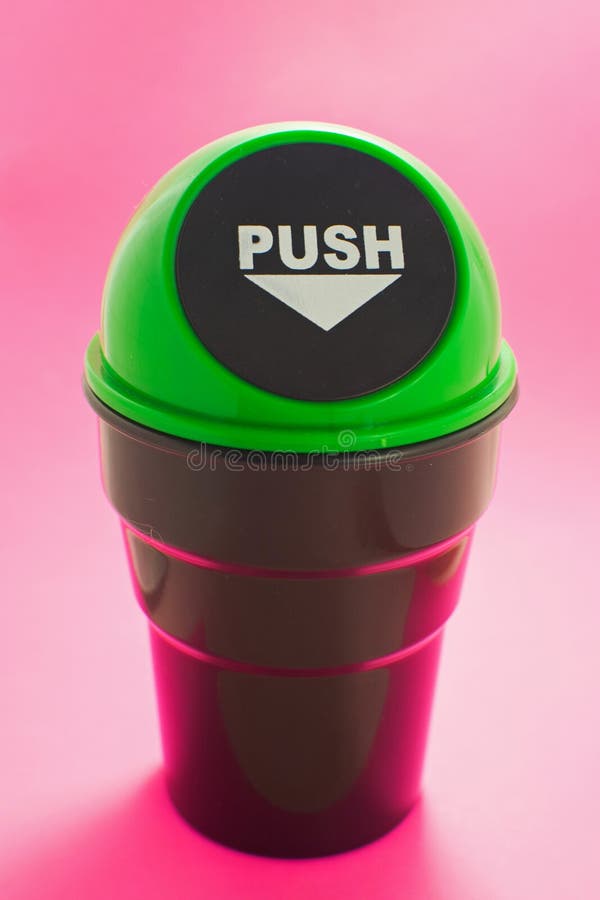 Trash Recycling Container Ecology Concept. Recycle Bin on Table in ...