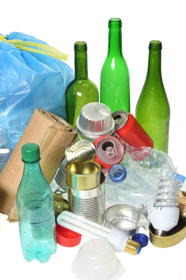 Trash For Recycling With Glass Bottles Cans Plastic Bottle An Stock Image Image Of