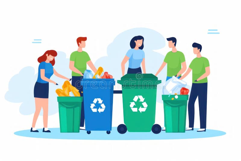 Trash Separation for Recycling Group Activity. Generative AI Stock ...