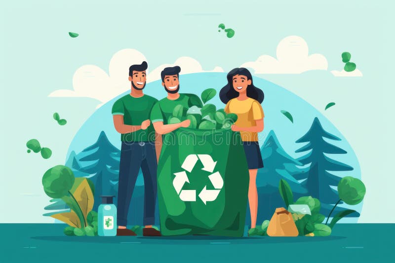 Trash Separation for Recycling Group Activity. Generative AI Stock ...