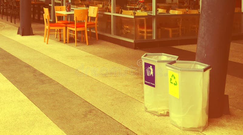 Trash on the Side of the Restaurant in the Mall Stock Image - Image of ...