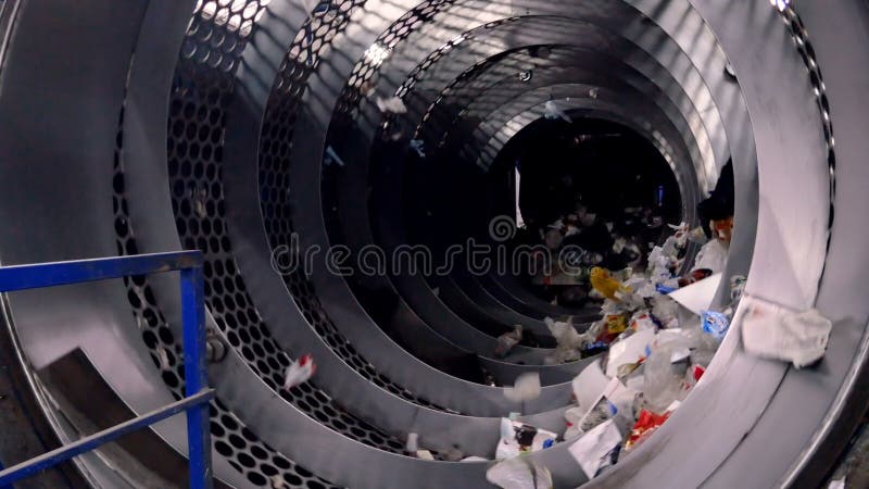 Trash Sorting Machine Working at a Trash Recycling Plant. Stock Footage ...