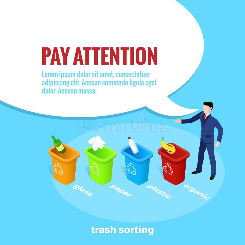 Trash sorting stock vector. Illustration of recycling - 186955573