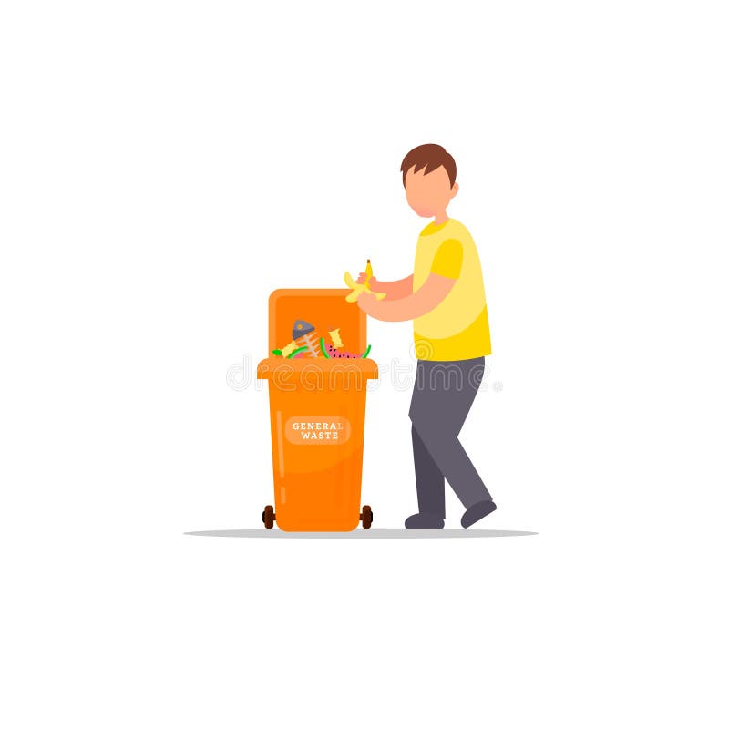 Man hand throws garbage stock vector. Illustration of dustbin - 122016015