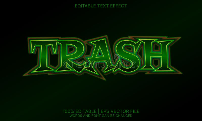 Trash Text Effect Wrapped Green Color Stock Vector - Illustration of ...