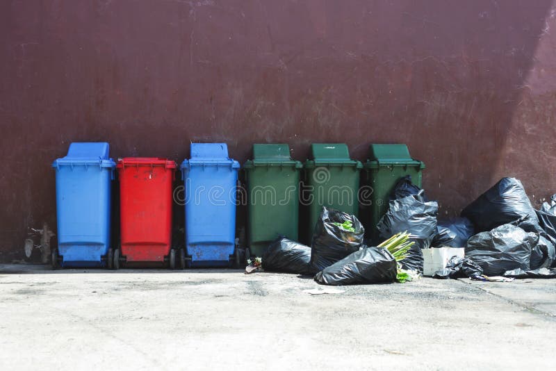 Trash and Trash Bin are Overflowing. Editorial Stock Image - Image of ...