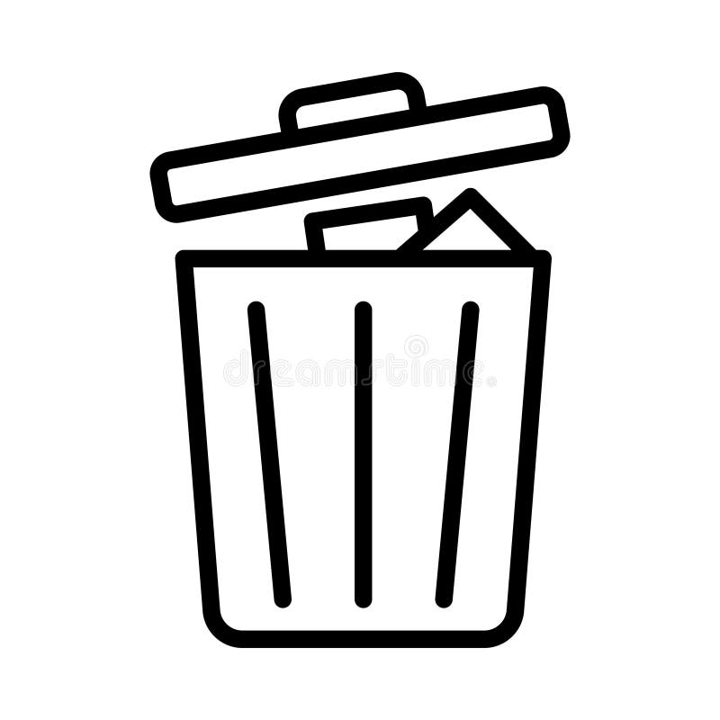 Trash Bin Thin Line Icon, Garbage Filled Outline Vector Logo Ill Stock ...