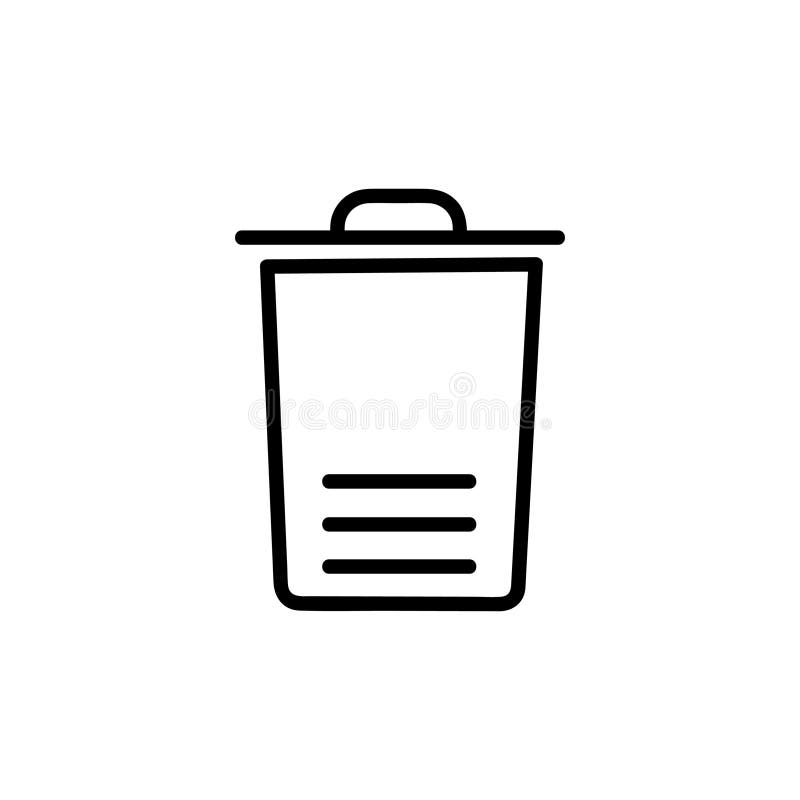Trash Vector Icon, Outline Style, Isolated on White Background. Stock ...