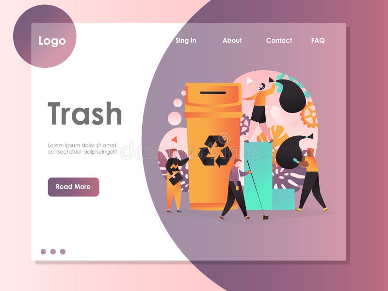 Trash Vector Website Landing Page Design Template Stock Vector ...