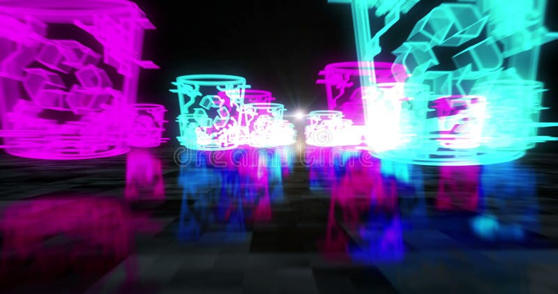 Trash and Delete Bin Symbols Loop Cyber Concept Stock Footage - Video of recycle, background ...