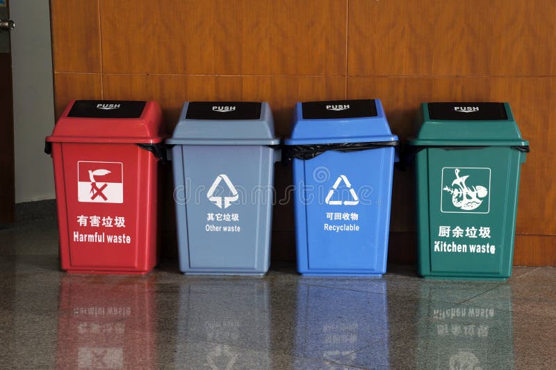 Trashes for Garbage Classification Stock Photo - Image of enviroment ...