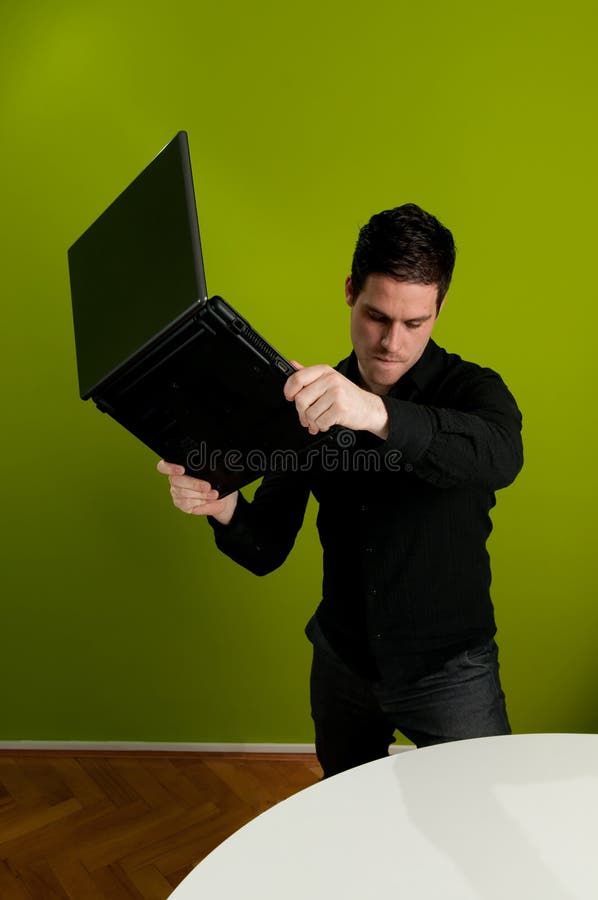 Trashing the laptop stock image. Image of anger, laptop - 14023123