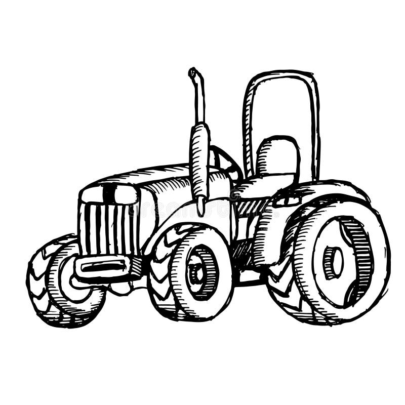 Trator no fundo branco ilustração do vetor. Ilustração de motor - 65971645