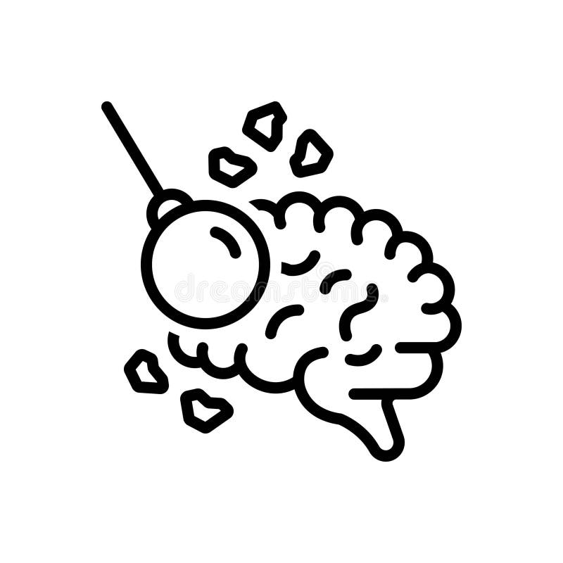 Black Line Icon for Trauma, Brain and Mental Stock Vector ...