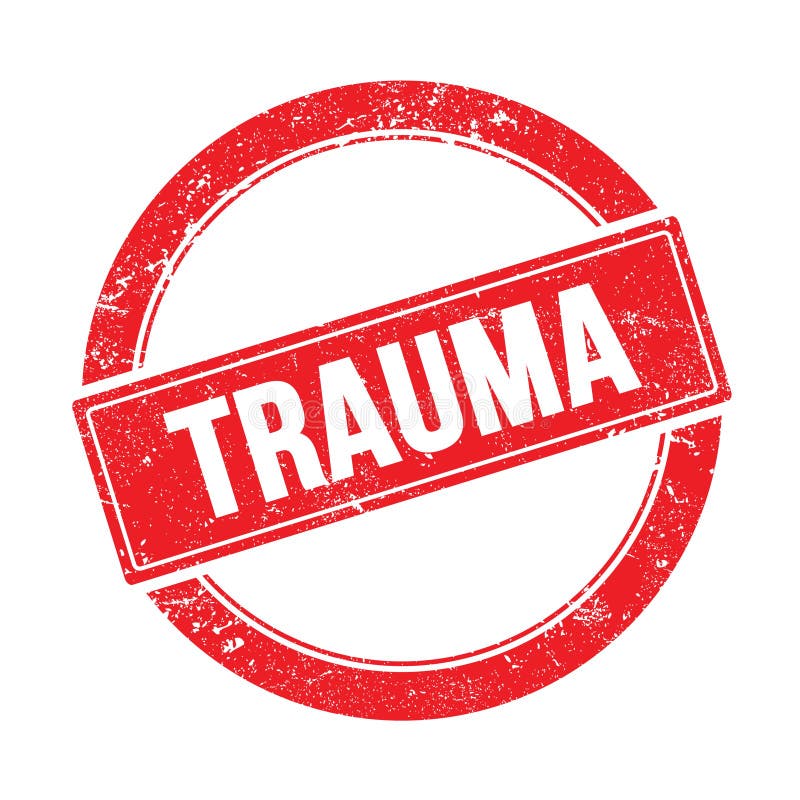 TRAUMA Text on Red Grungy Round Stamp Stock Illustration - Illustration ...