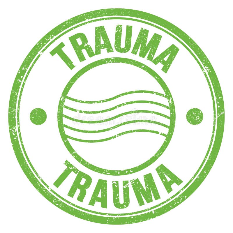 TRAUMA Text Written on Green Round Postal Stamp Sign Stock Illustration ...