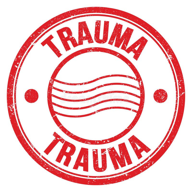 TRAUMA Text Written on Red Round Postal Stamp Sign Stock Illustration ...