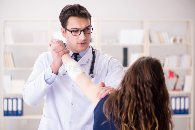 The Traumatologist is Taking Care of the Patient Stock Image - Image of ...