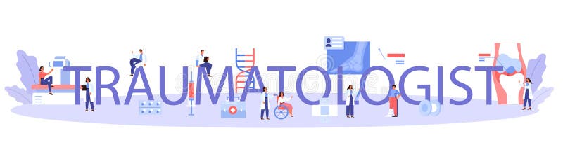 Traumatologist Typographic Header. Injured Limb, Broken Bone Stock ...