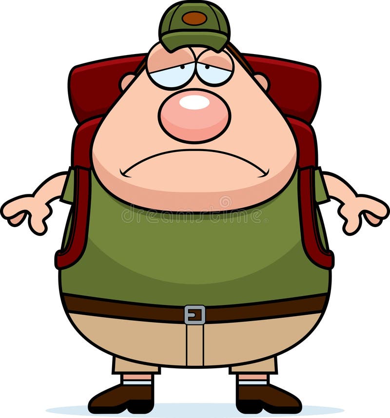 Trauriger Karikatur-Wanderer Vektor Abbildung - Illustration von ...