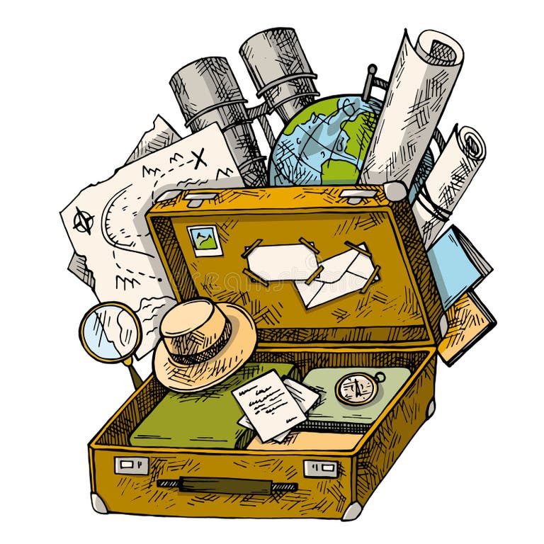 Suitcase Open Drawing Stock Illustrations – 632 Suitcase Open Drawing ...