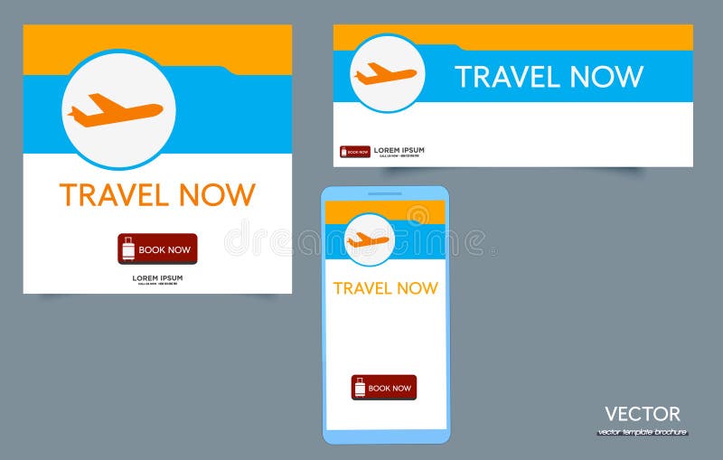 Travel Ad Template with Booking Button Stock Illustration ...