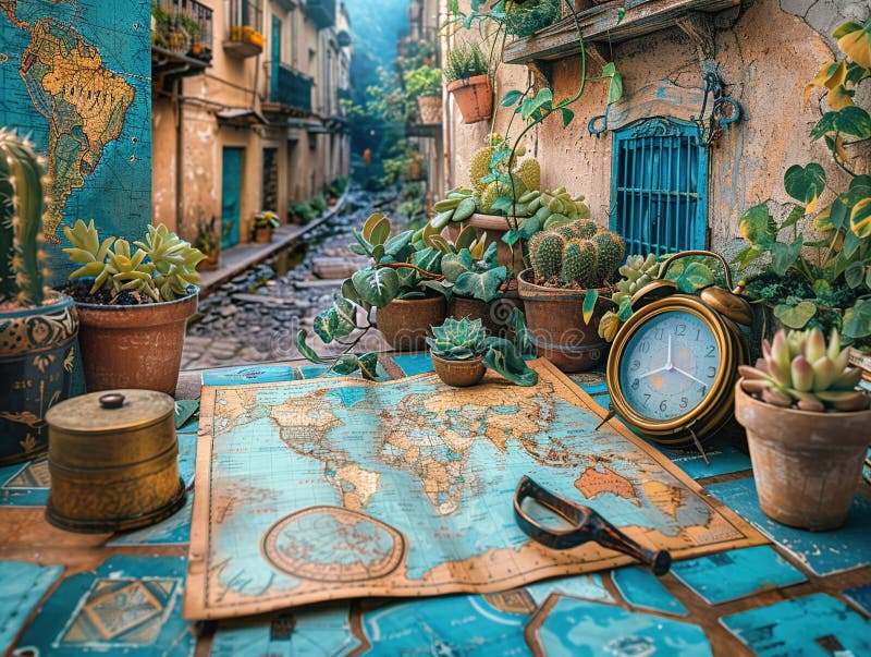 A Travel Adventure Collage with Exotic Destination Photos and Map ...