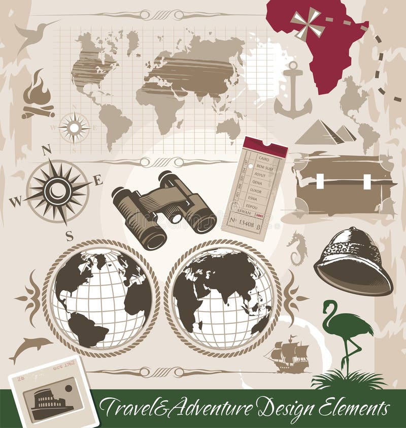Travel and Adventure Design Elements Stock Vector - Illustration of ...