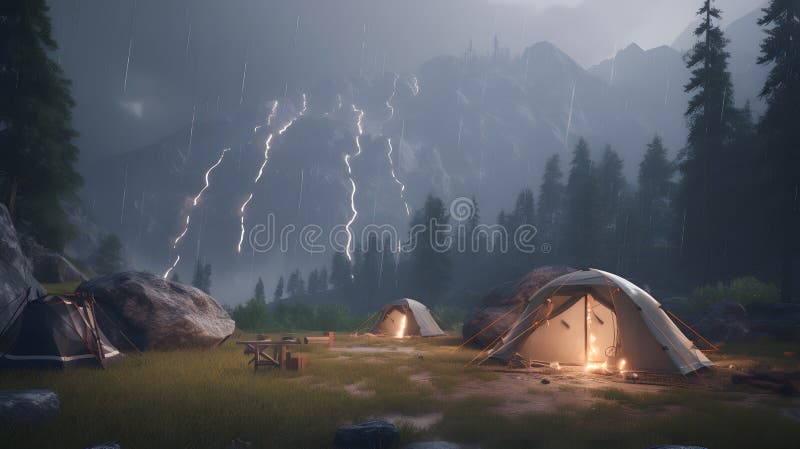 Travel Adventure Mountains Camping Hiking Hyper-realistic One ...