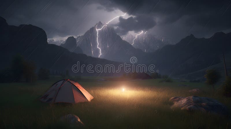 Travel Adventure Mountains Camping Hiking Hyper-realistic Two ...