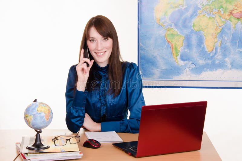 Travel Agency Employee at Work Stock Image - Image of glasses ...
