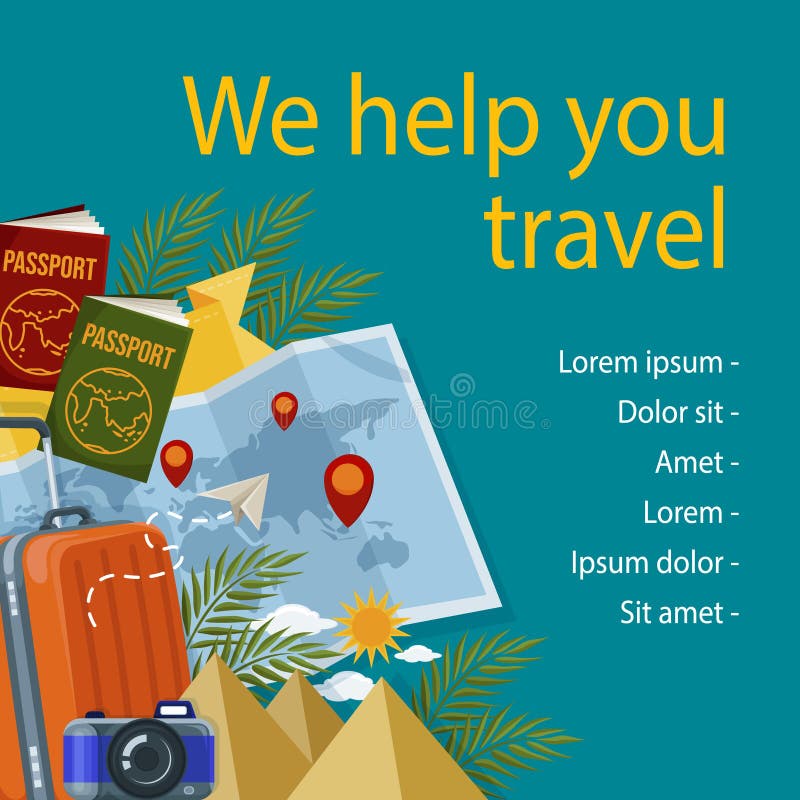 Travel Agency Template Design Vector Illustration. Stock Vector ...