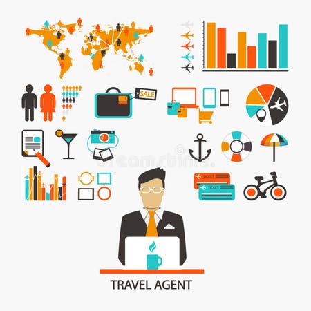 Travel agent. Infographic stock vector. Illustration of people - 60980818