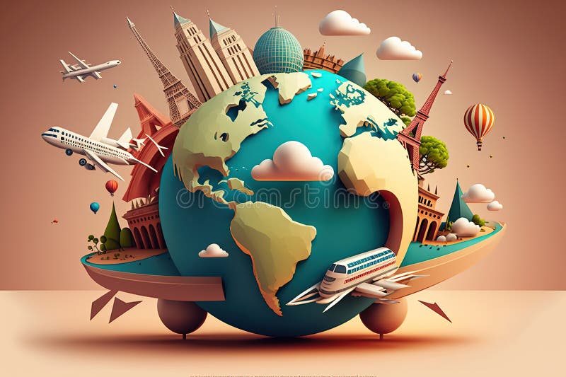 Travel Around the World 3D Design Created by Generative AI Stock ...