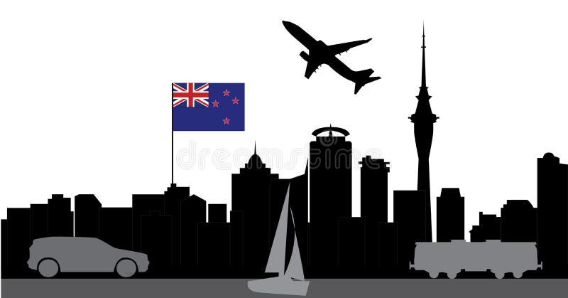 Sky Tower Auckland New Zealand Vector Flat Attraction Landmarks Stock ...