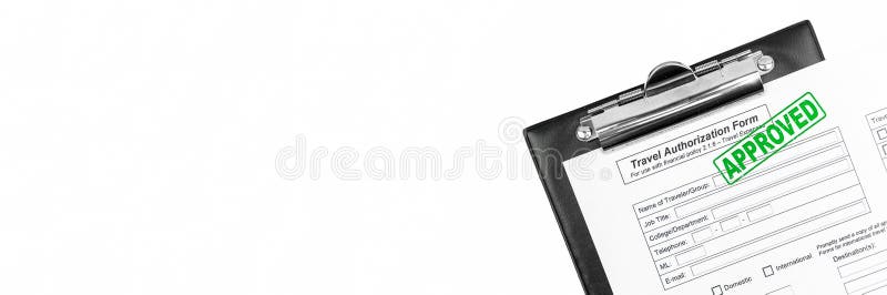 Travel Authorization Form Background with Approved Stamp, Banner Stock ...