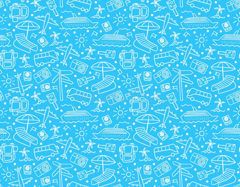 Travel Backdrop with Hand Drawn Elements Stock Vector - Illustration of ...