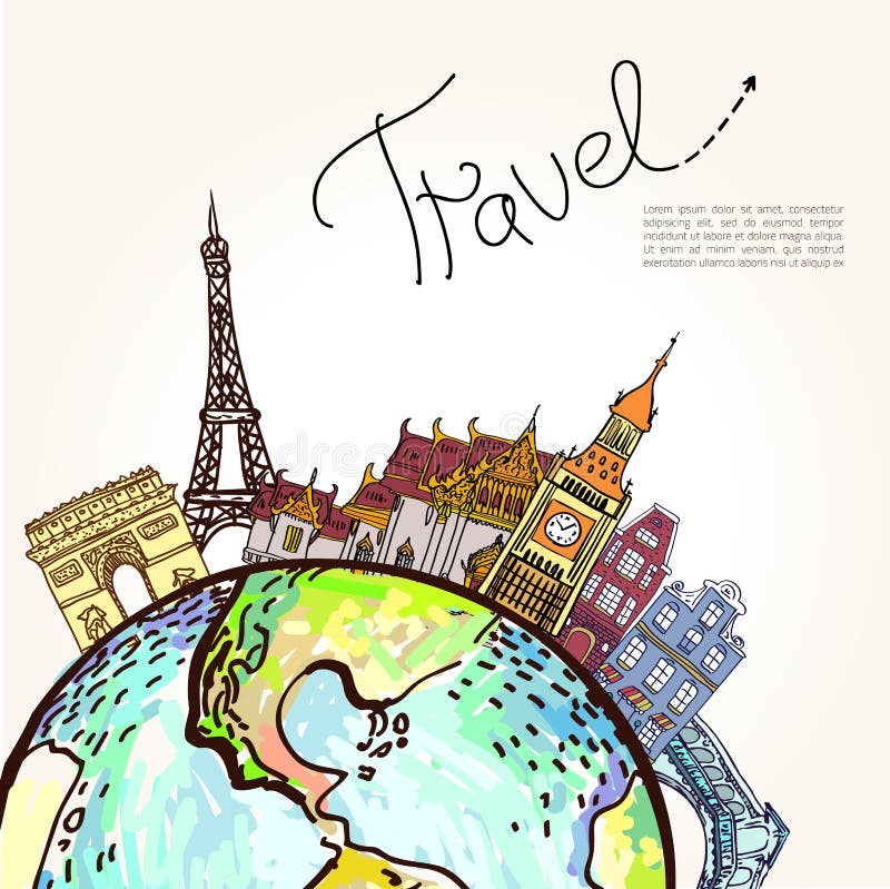 Travel Background. All Elements and Textures are Individual Objects ...