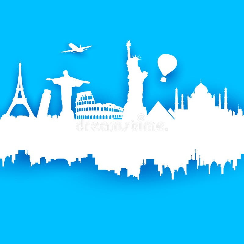 Travel and Tourism Background with Famous World Landmarks Stock Vector ...