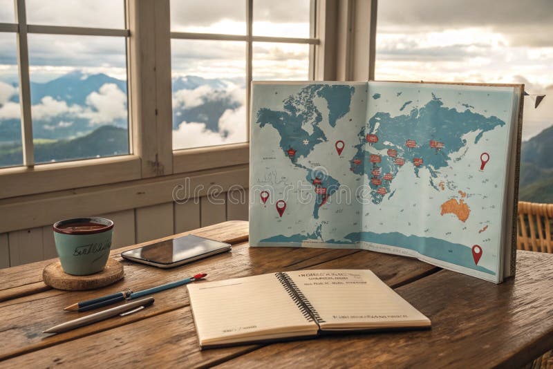 Travel Background. Journey Planning-generated by Ai Stock Illustration ...