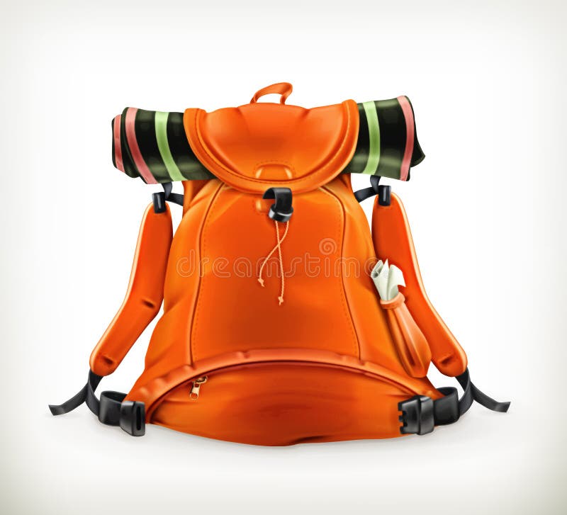 Travel backpack, orange stock vector. Illustration of design - 34201569