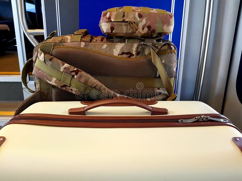 Travel Bag on the Background of the Interior of the Train, Close-up ...
