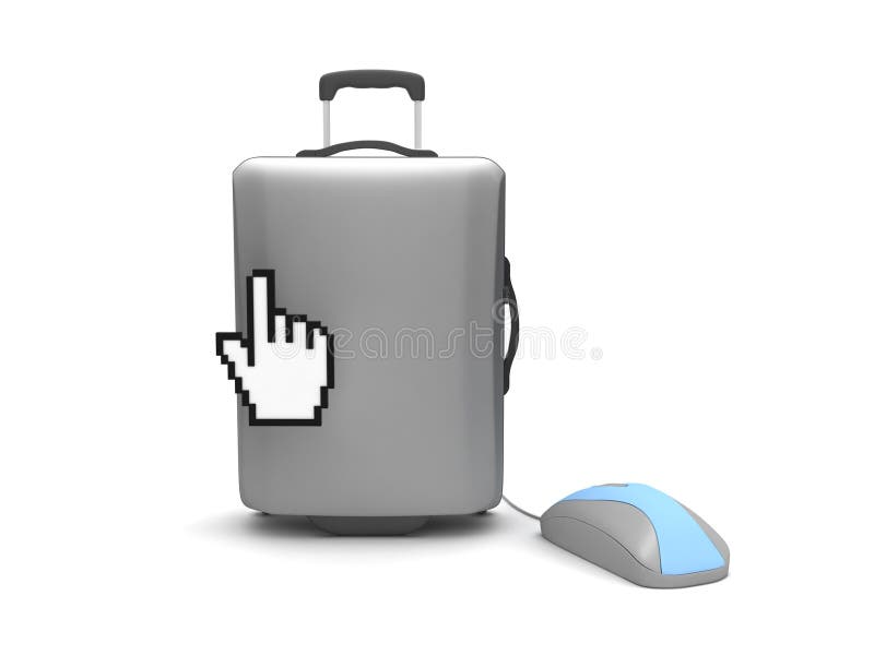 Travel Bag, Computer Mouse and Cursor Hand Stock Illustration ...