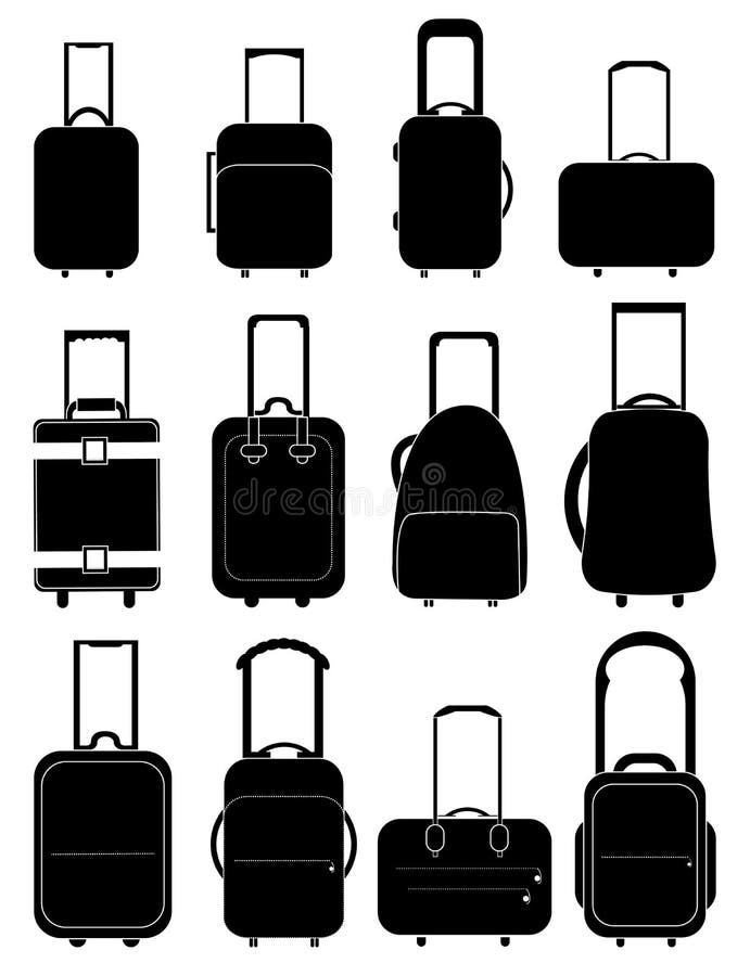 Travel bag icons set stock vector. Illustration of tourism - 49483148