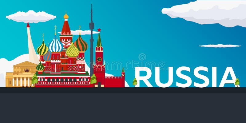 Travel Banner To Russia. Vector Flat Illustration. Stock Illustration ...