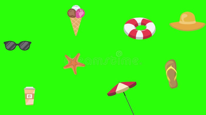 Travel Beach Objects Animation Graphic Source Elements Chroma Key Stock ...