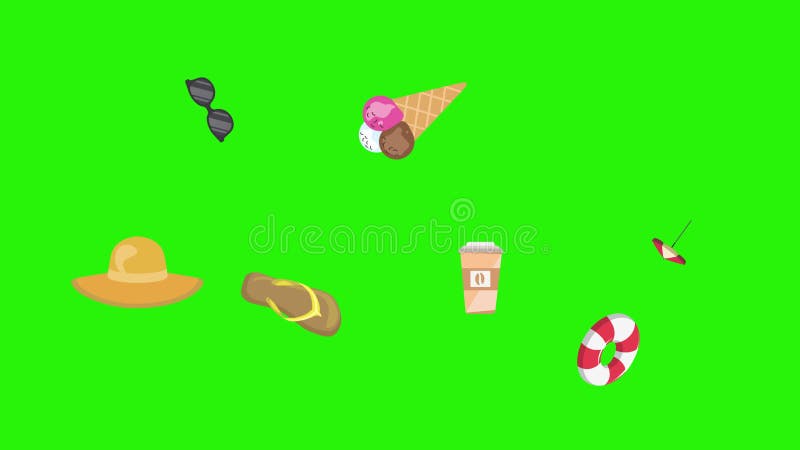 Travel Beach Objects Animation Graphic Source Elements Chroma Key Stock Video - Video of chroma ...