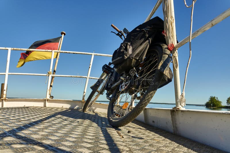 Travel with a Bike on a Ship in Germany Stock Image - Image of ship ...