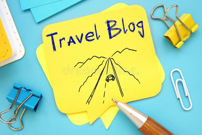 Travel Blog Sign on the Piece of Paper Stock Photo - Image of training ...