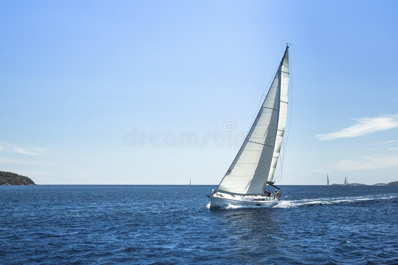 Travel. Boat in Sailing Regatta. Luxury Yachts. Stock Photo - Image of ...